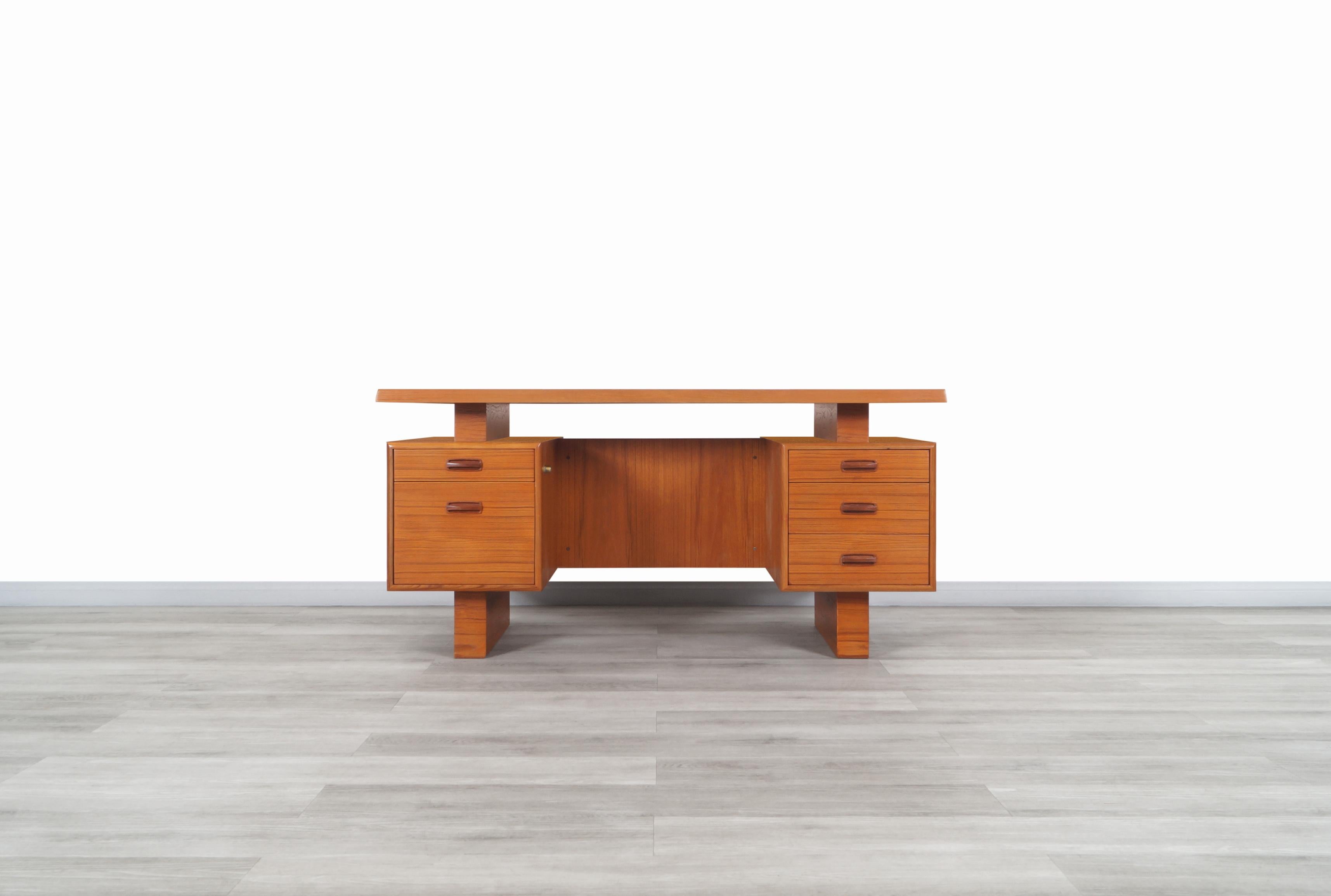Mid-Century Modern Floating Top Teak Desk at 1stDibs | mid century ...