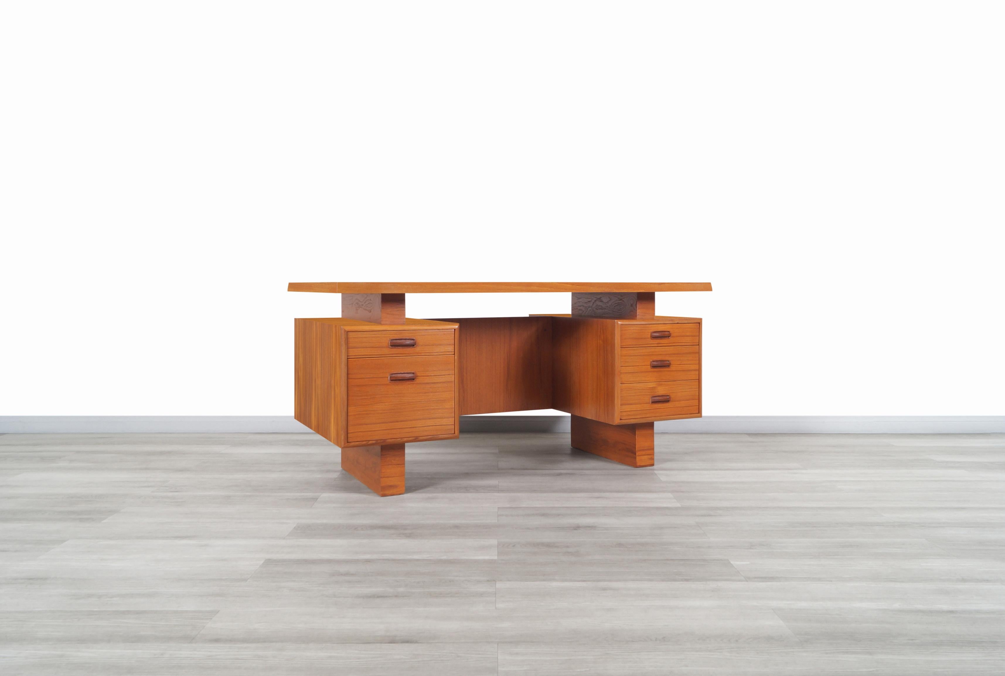 Mid-Century Modern Floating Top Teak Desk at 1stDibs | mid century ...