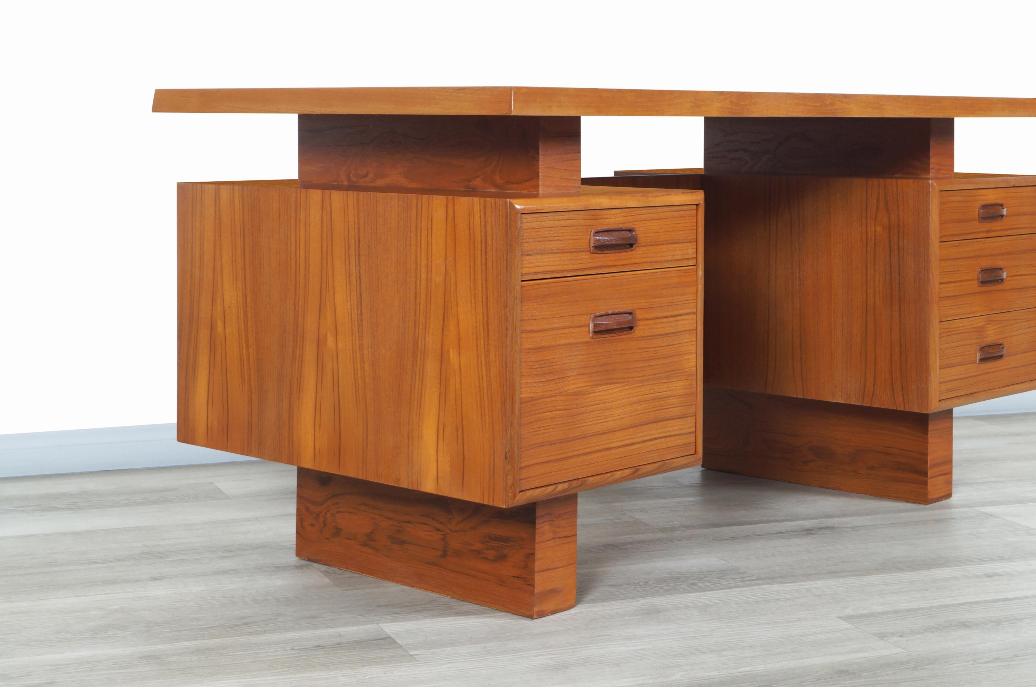 Mid-Century Modern Floating Top Teak Desk at 1stDibs | mid century ...