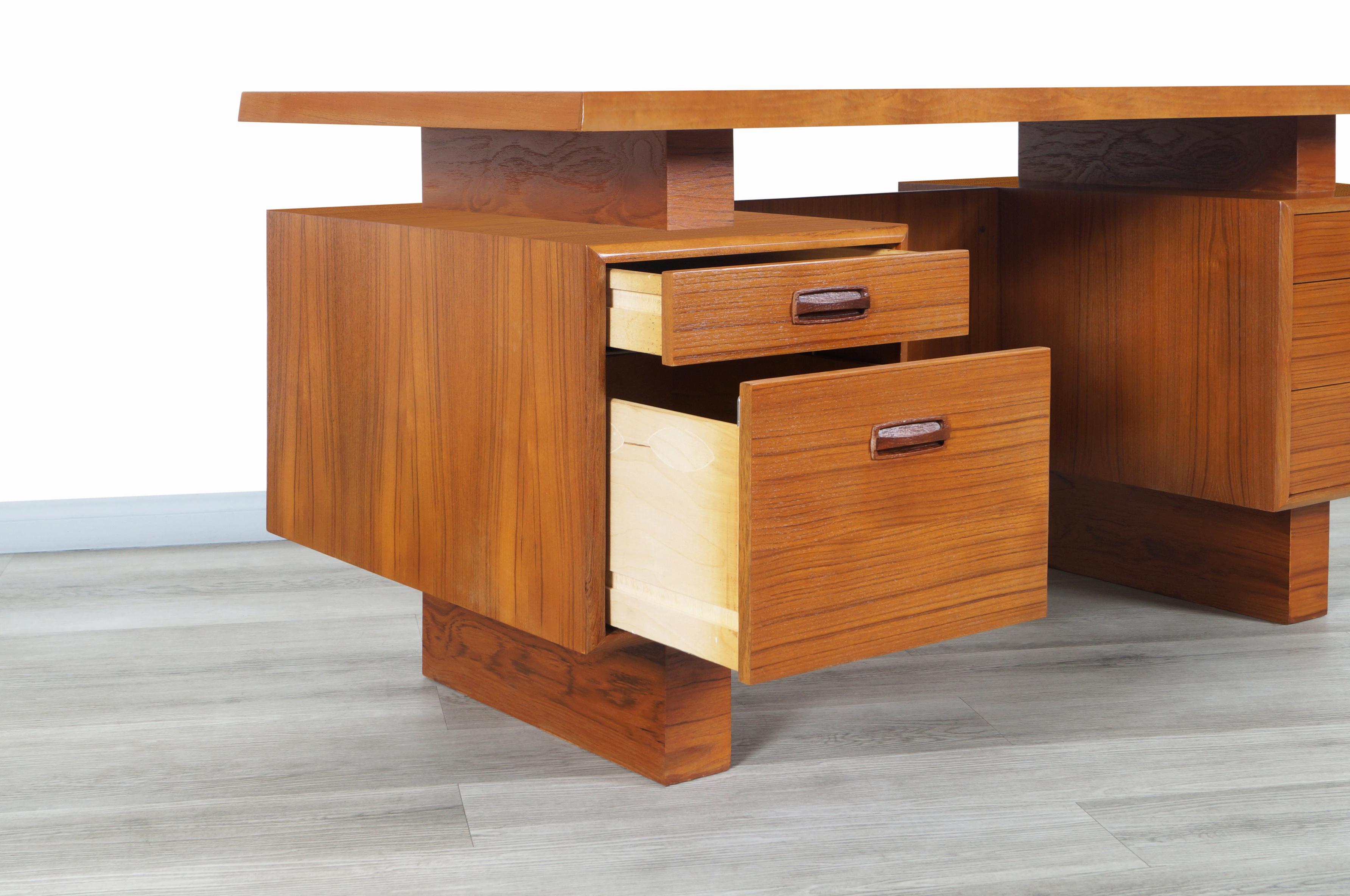 Mid-Century Modern Floating Top Teak Desk at 1stDibs | mid century ...