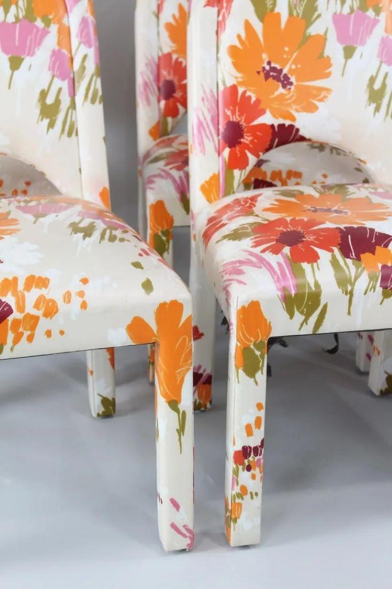 Mid Century Modern Floral Dining Chairs Set of 6 For Sale at 1stDibs