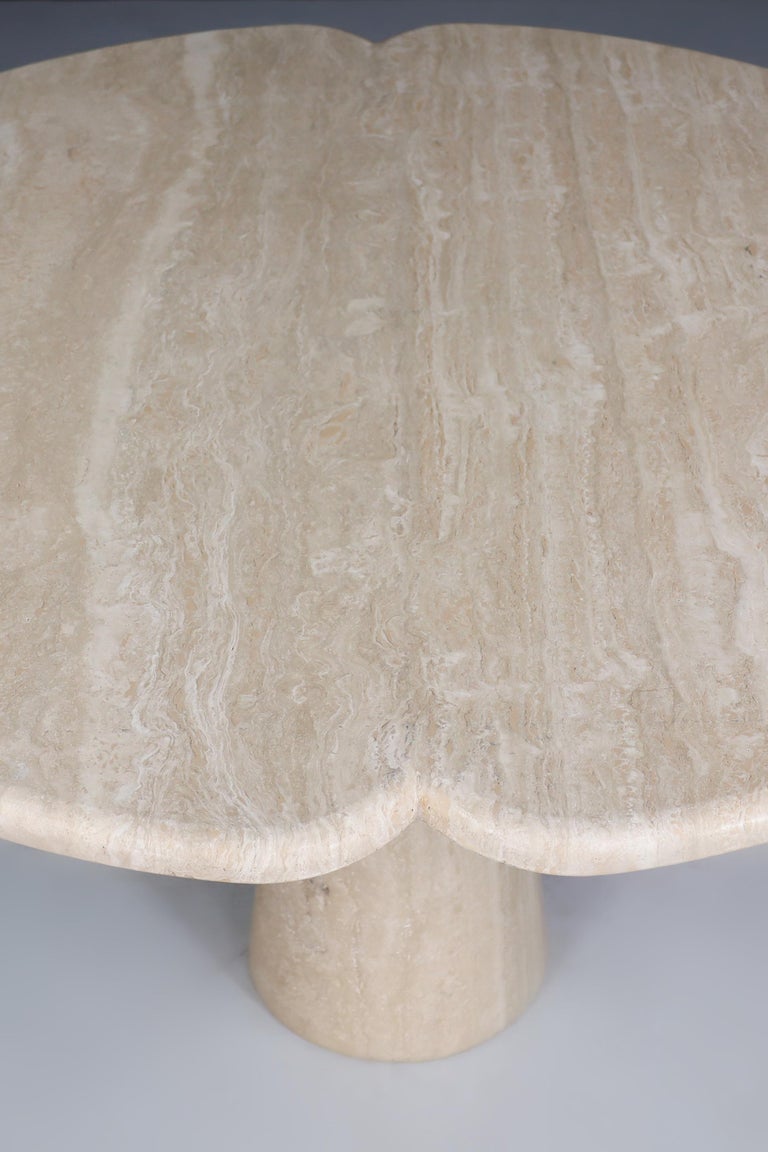 Mid-Century Modern Flower Shaped Top Travertine Dining Table, Italy ...
