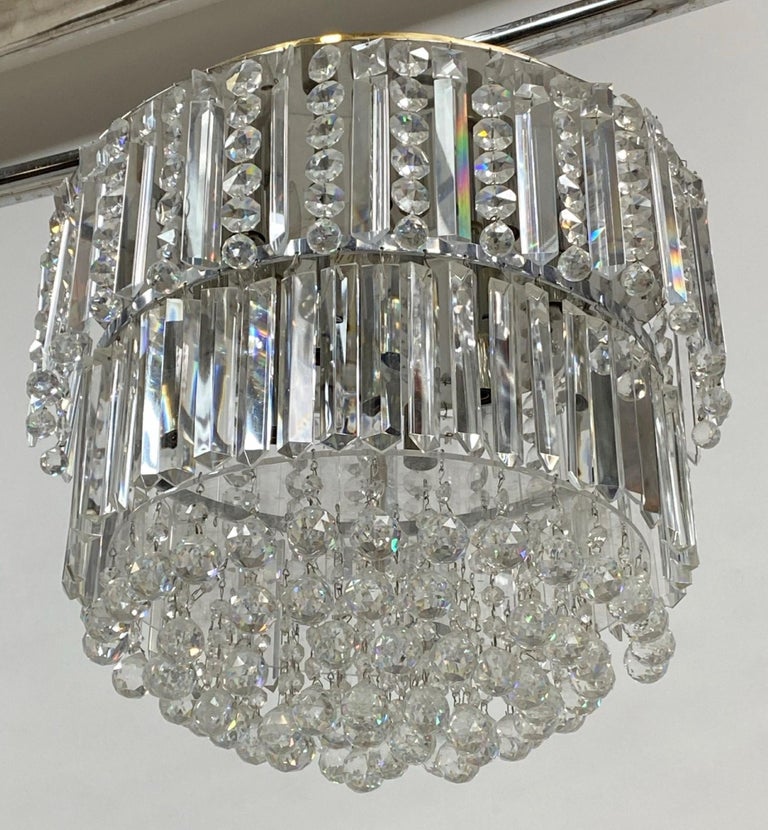 Mid-Century Modern Flush Mount Crystal Chandelier from Beverly Hills ...