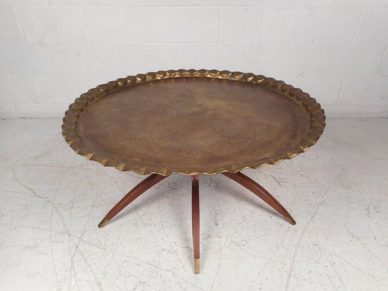 Mid-Century Modern Folding Cocktail Table with Brass Tabletop For Sale ...