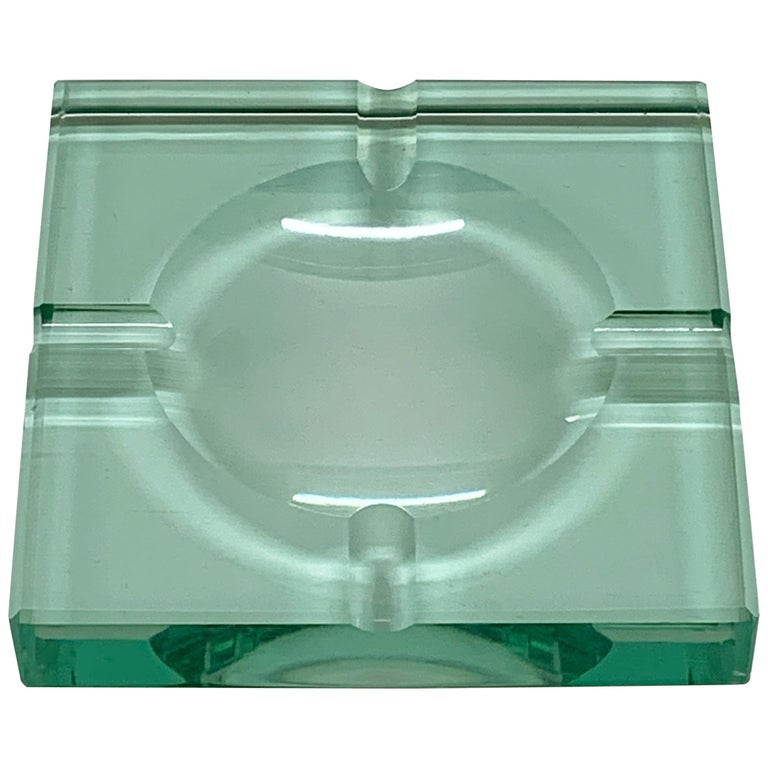 Mid-Century Modern Fontana Arte Green Crystal Glass Squared Italian ...