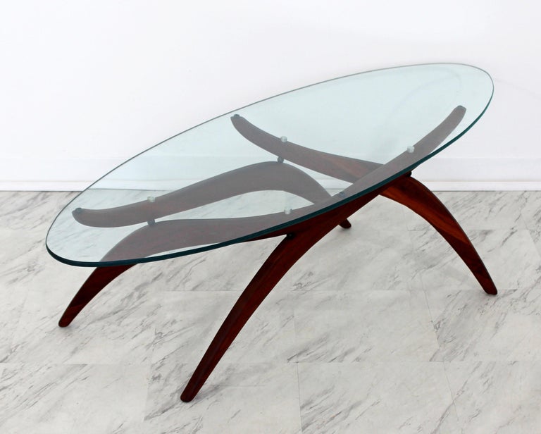 Mid-Century Modern Forest Wilson Walnut Glass Sculptural Coffee Table ...
