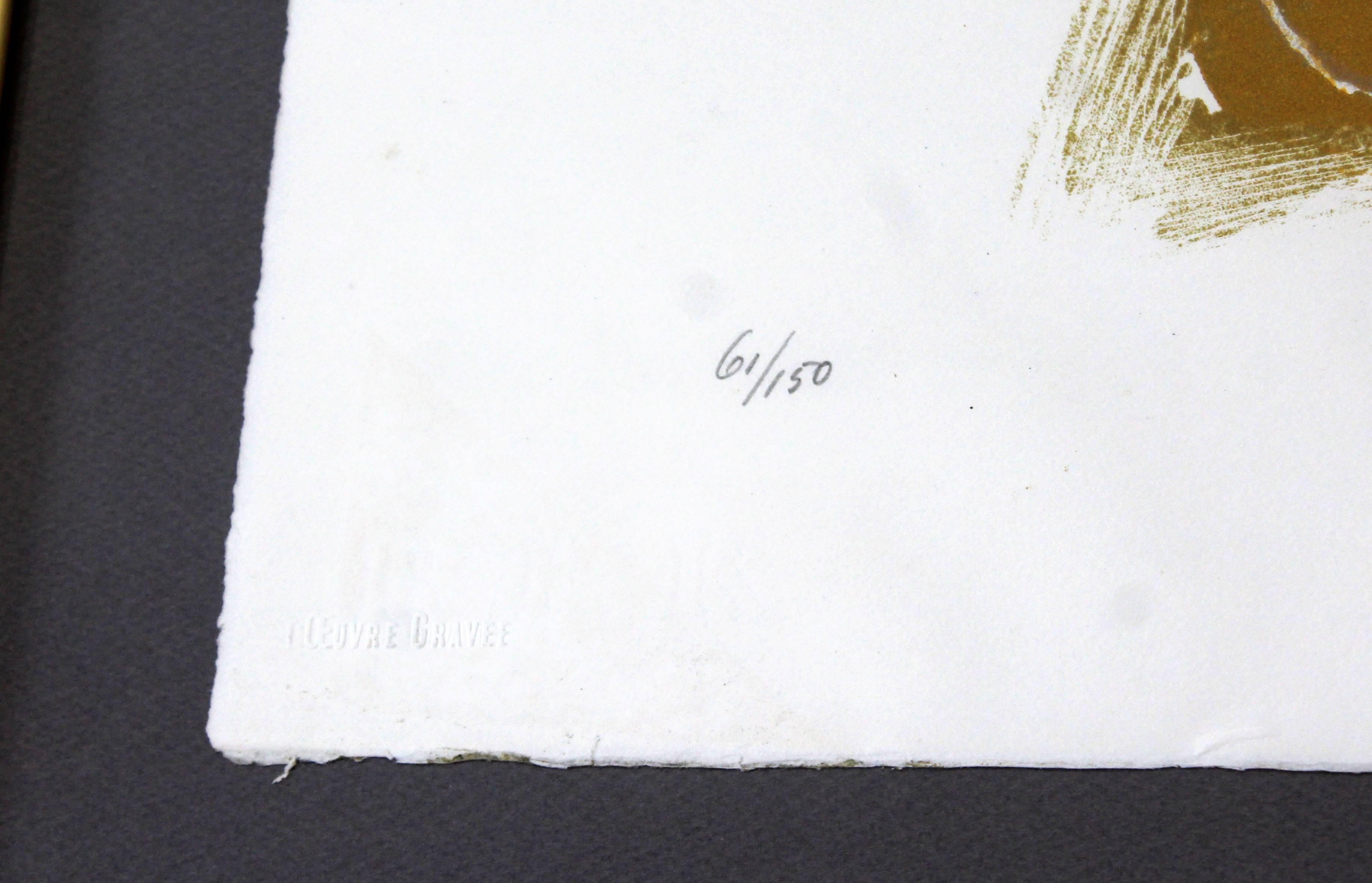 Midcentury Modern Framed Eight-Color Lithograph Print Signed Appel ...