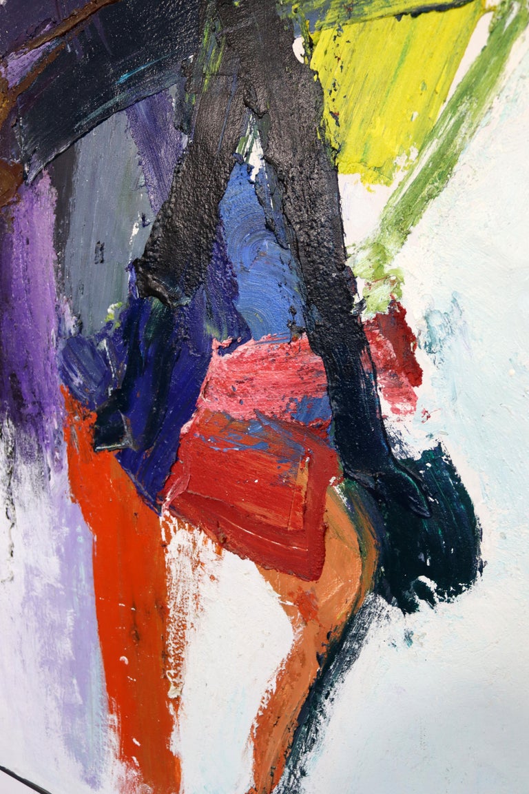 Mid-Century Modern Framed Abstract Oil Impasto Painting Canvas Mildred ...