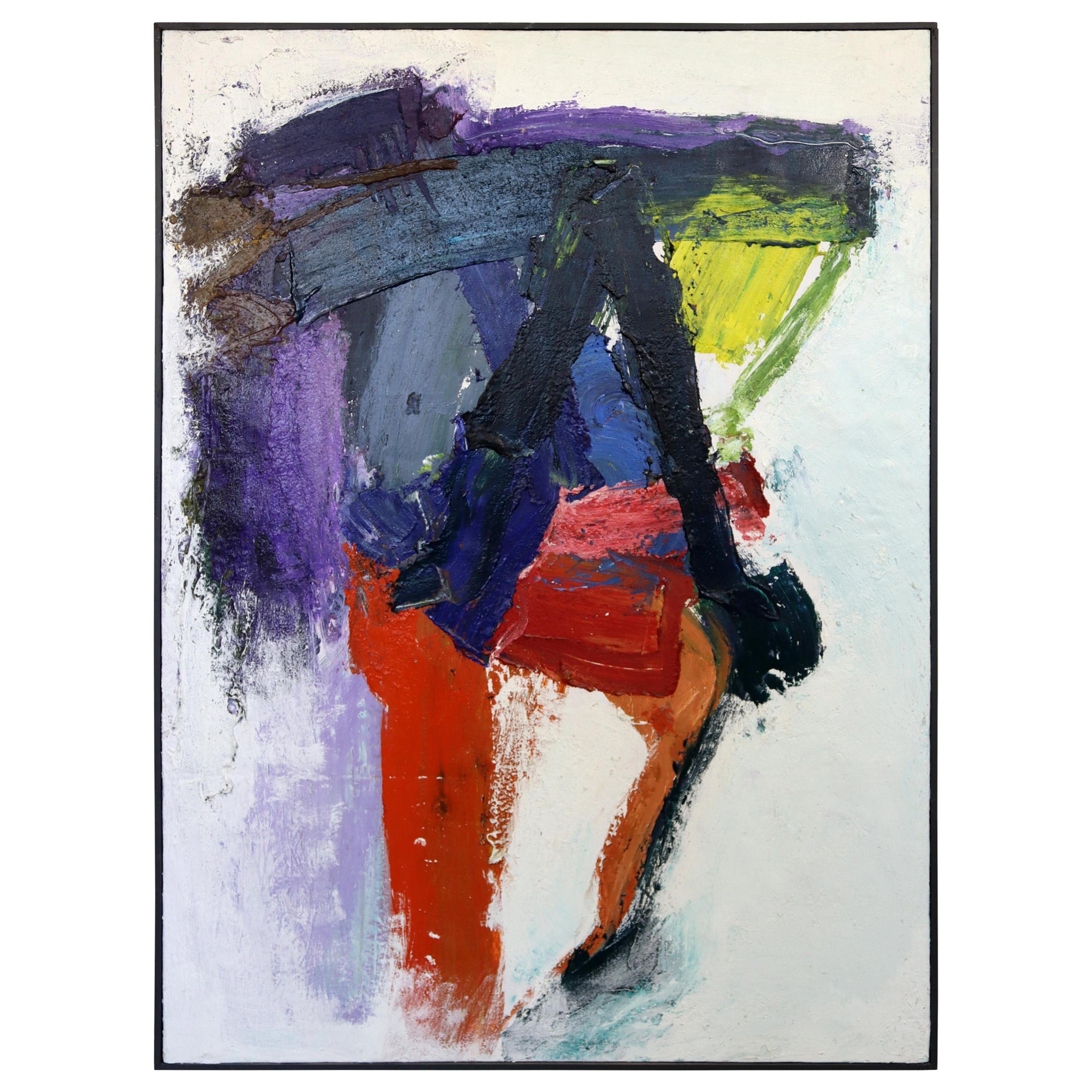 Mid-Century Modern Framed Abstract Oil Impasto Painting Canvas Mildred ...