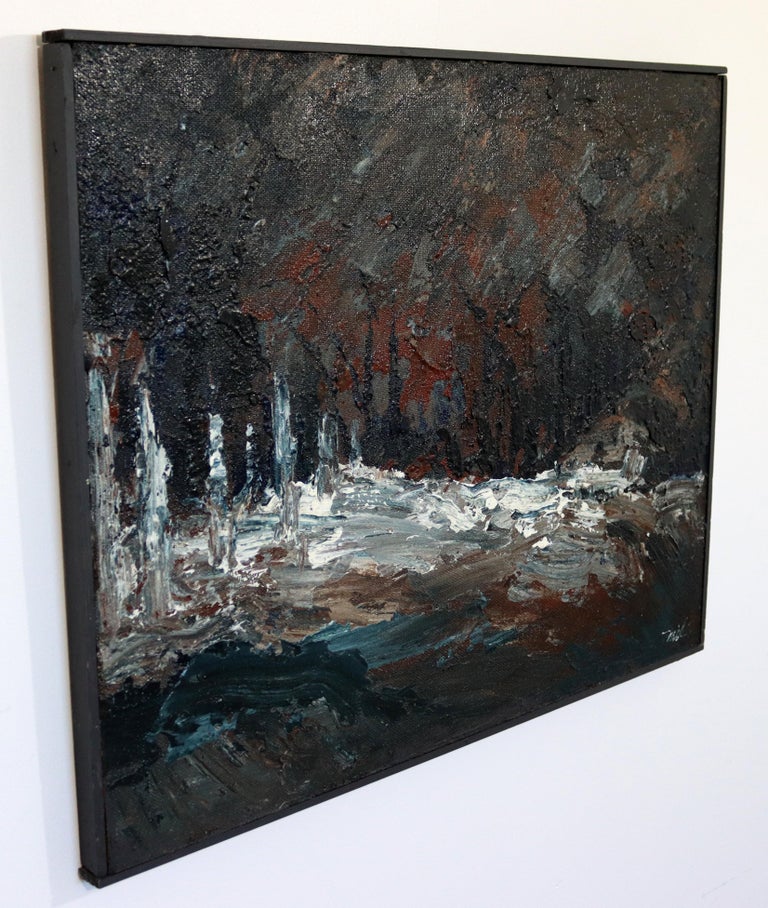 Mid-Century Modern Framed Abstract Oil Painting Canvas Signed Mildred ...