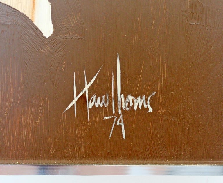 Mid-Century Modern Framed Acrylic Canvas Painting Signed Greg Hawthorne ...