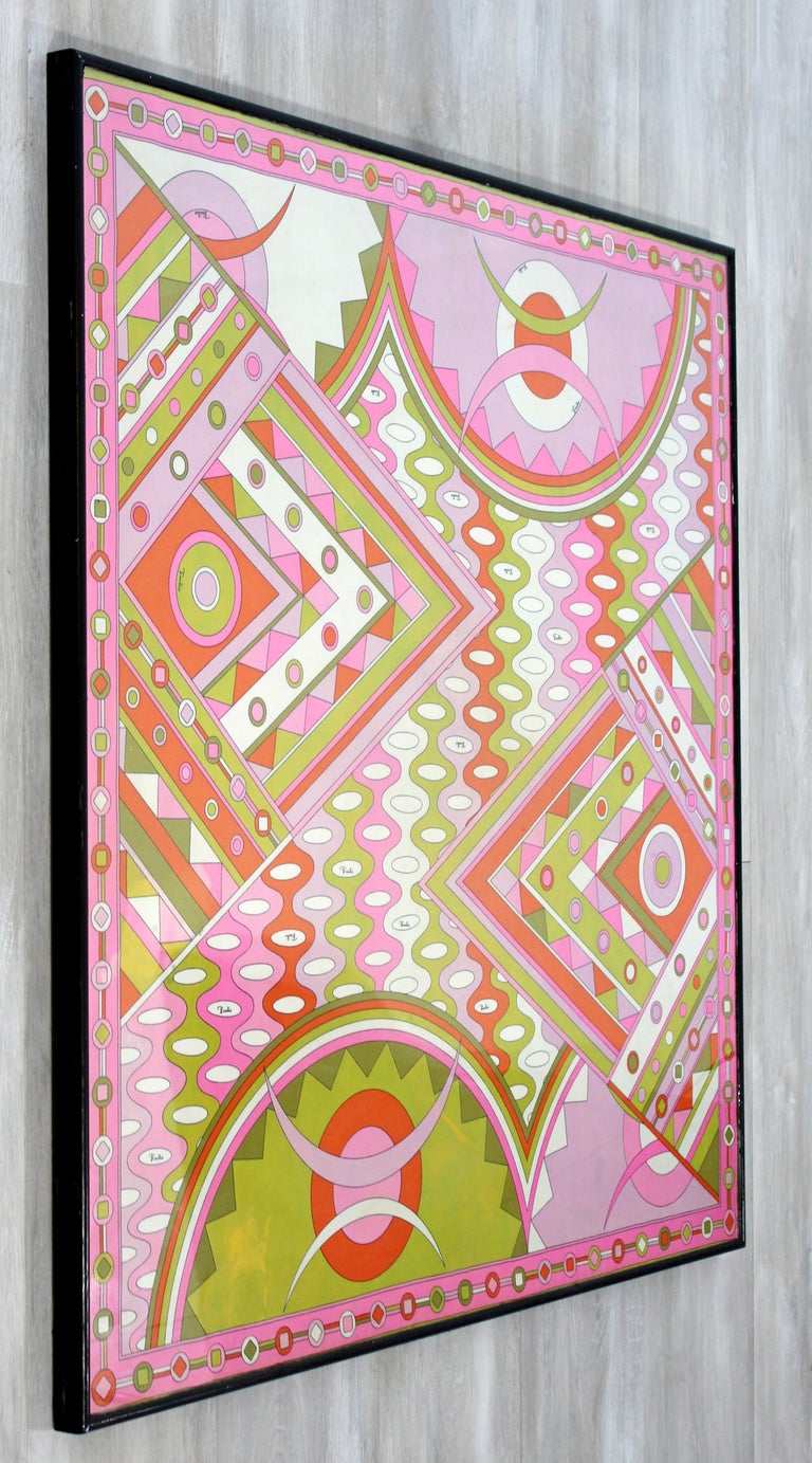 Mid-Century Modern Framed Emilio Pucci Silk Scarf Textile Fabric Art ...
