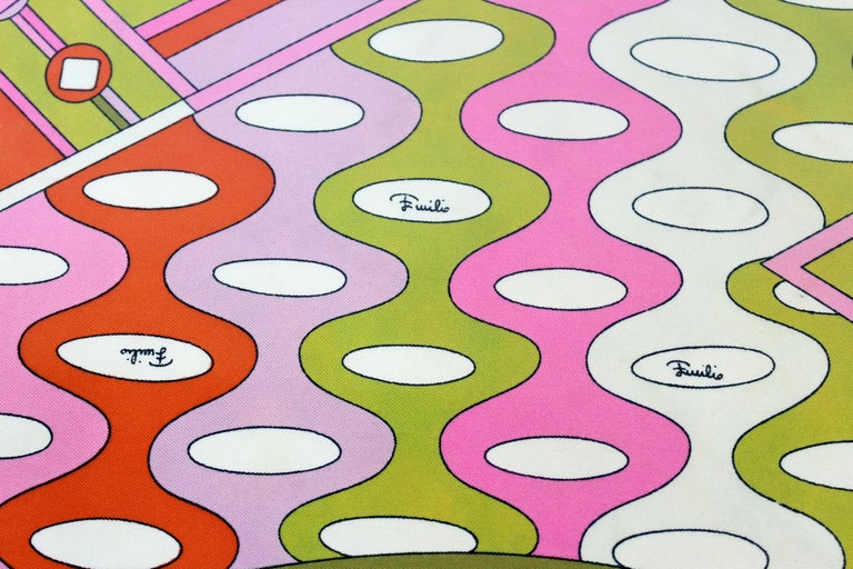 Mid-Century Modern Framed Emilio Pucci Silk Scarf Textile Fabric Art ...