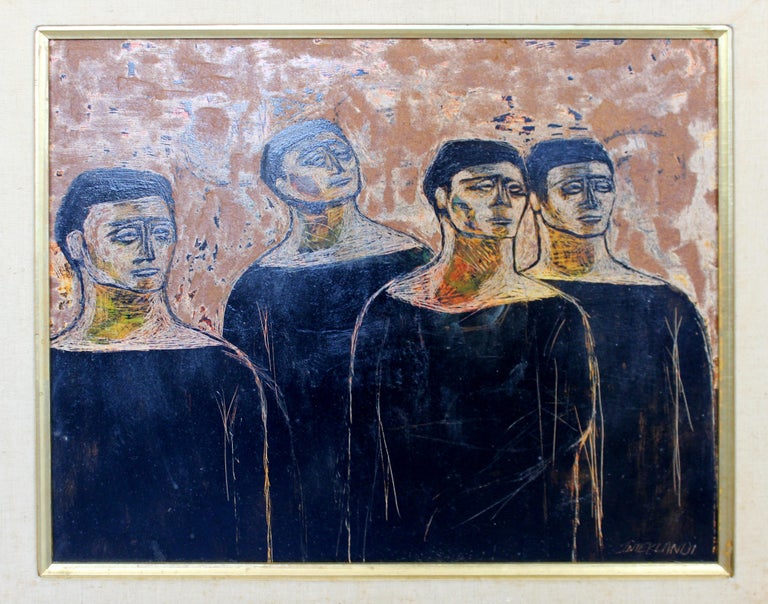 Mid-Century Modern Framed Impressionist Oil Painting Signed Frank ...