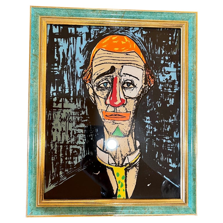 Mid-Century Modern Framed Lithograph by Bernard Buffet Tete De Clown at ...