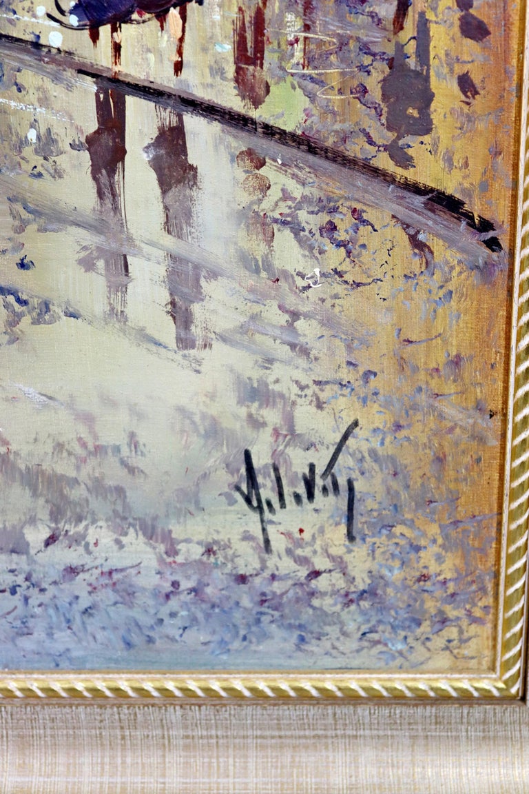 Mid-Century Modern Framed Oil Painting Canvas Signed Antonio Devity ...