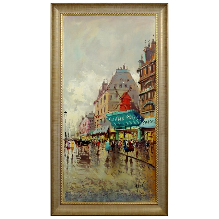 Mid-Century Modern Framed Oil Painting Canvas Signed Antonio Devity ...