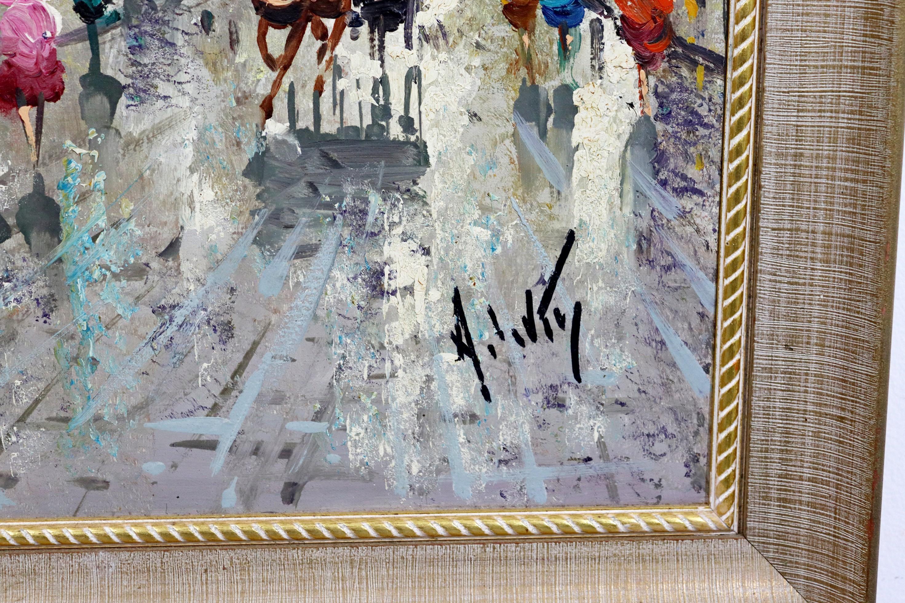 Mid-Century Modern Framed Oil Painting Canvas Signed Antonio Devity ...