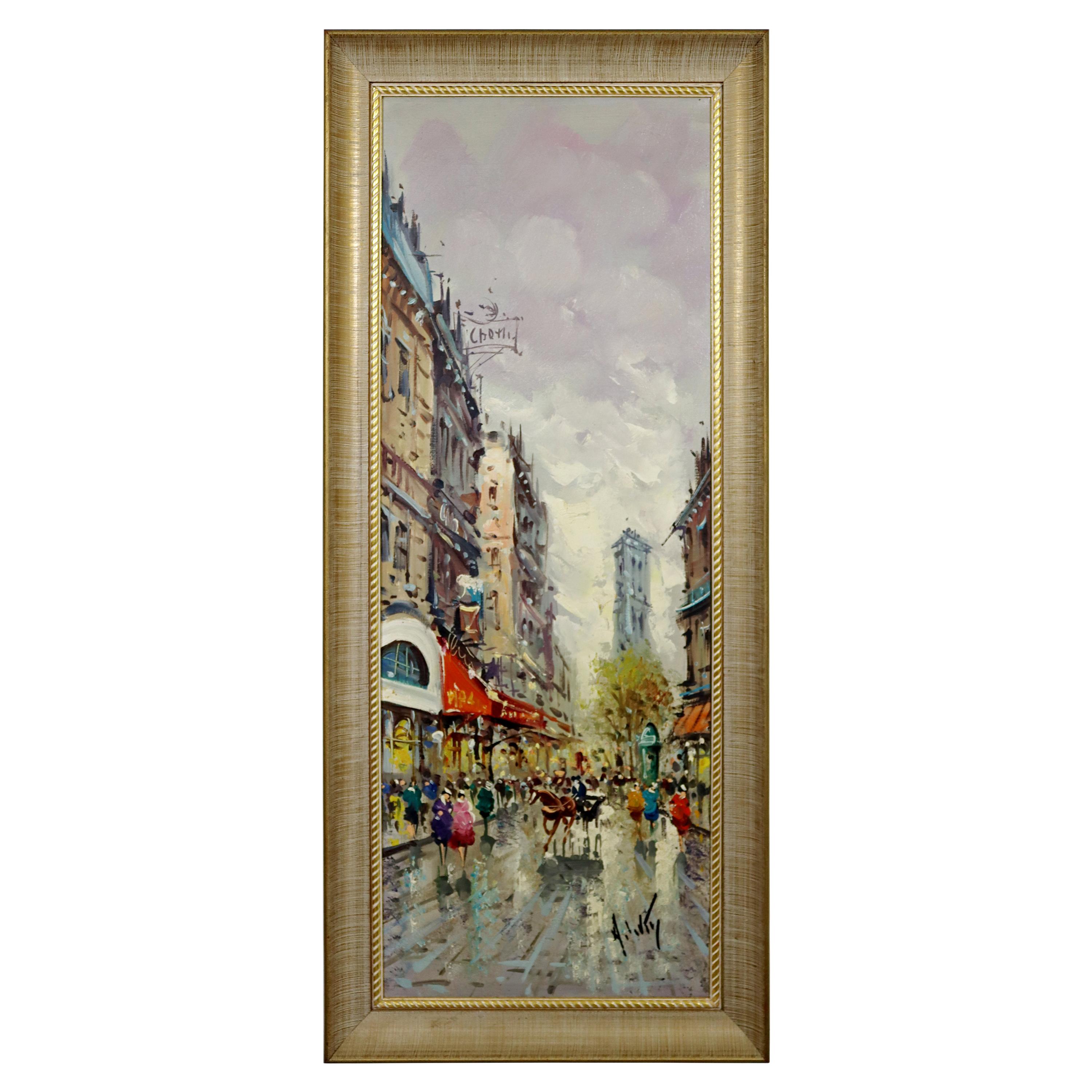 Mid-Century Modern Framed Oil Painting Canvas Signed Antonio Devity ...