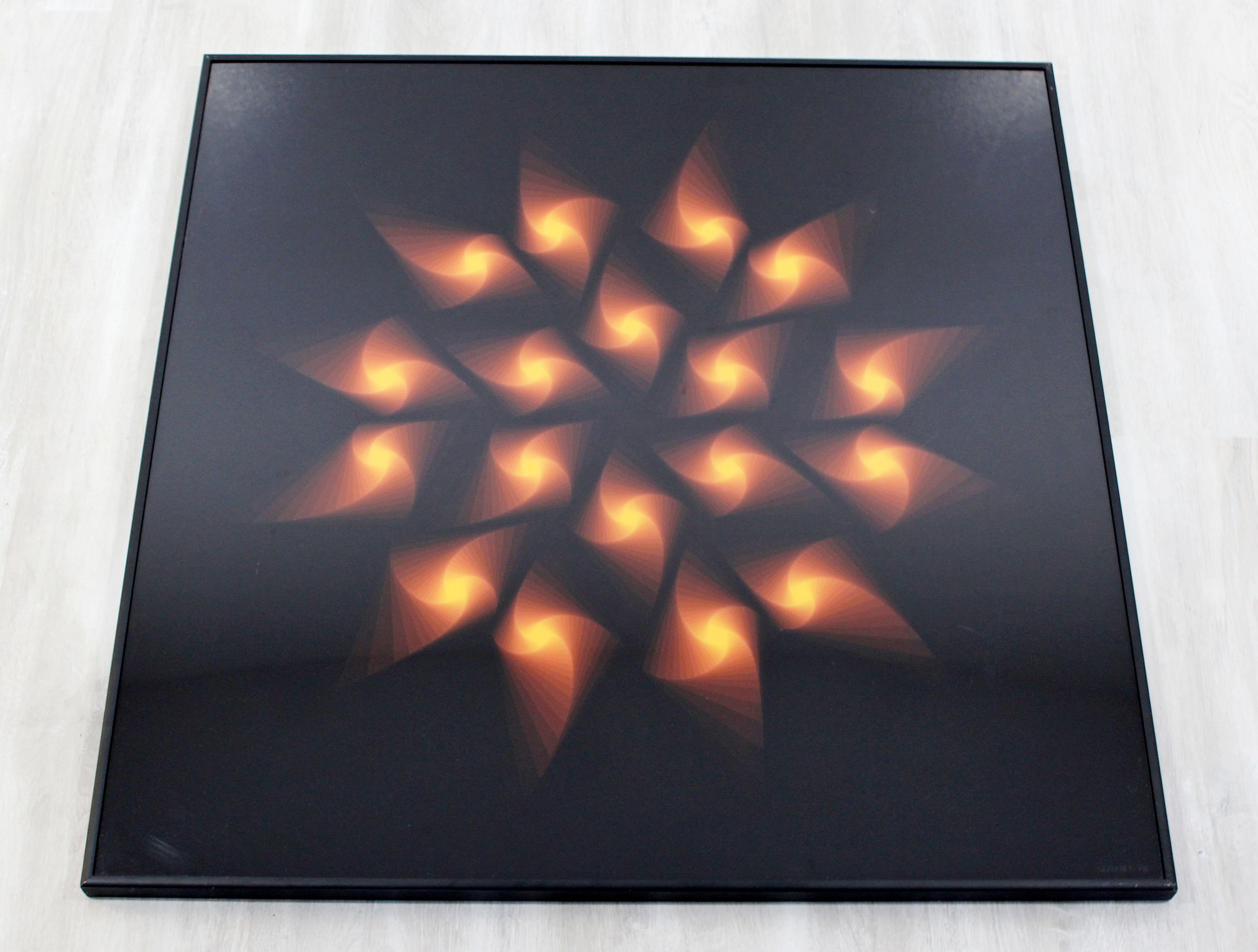 Mid-Century Modern Framed Op Art Acrylic on Plexiglass Elizabeth Slaney ...