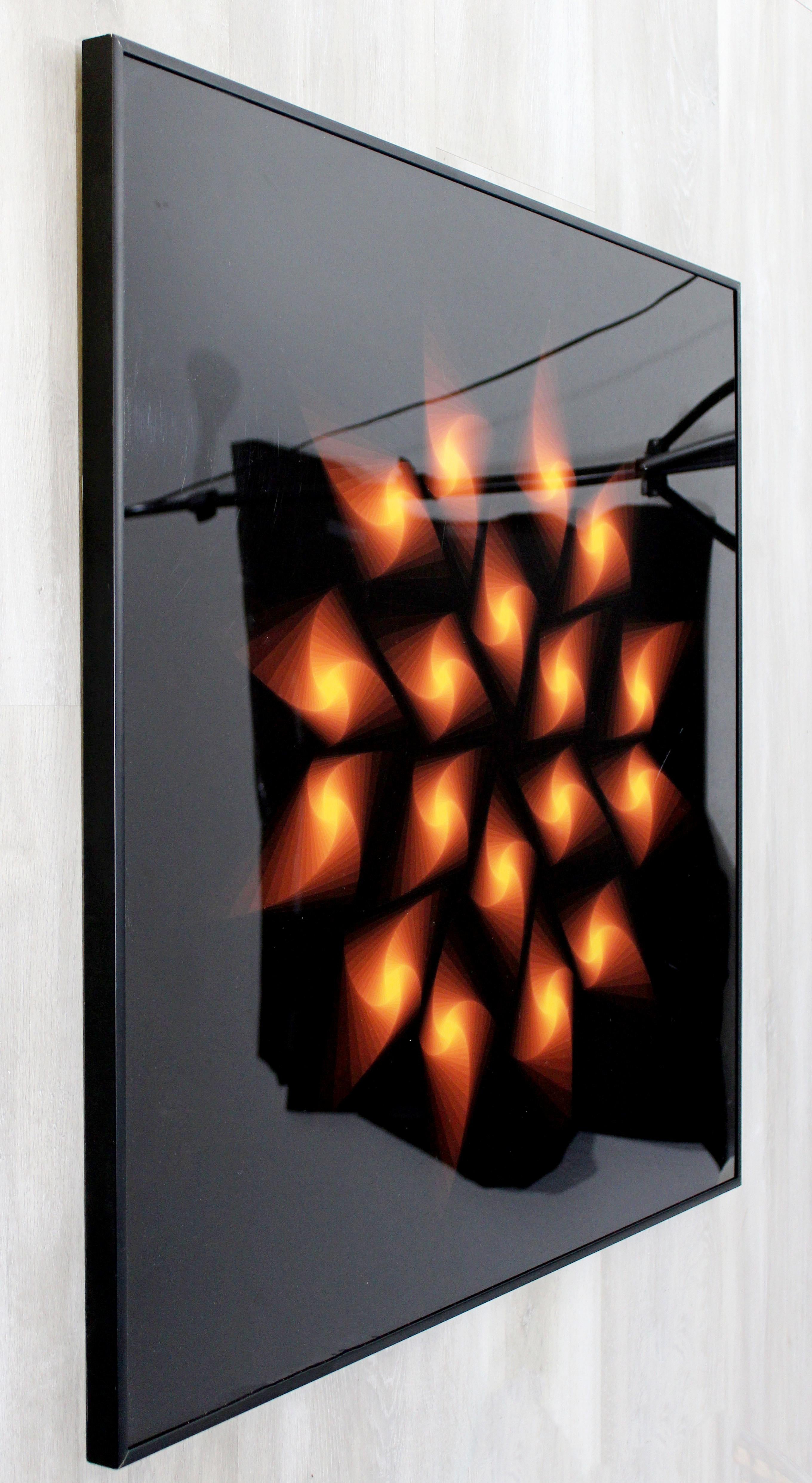 Mid-Century Modern Framed Op Art Acrylic on Plexiglass Elizabeth Slaney ...