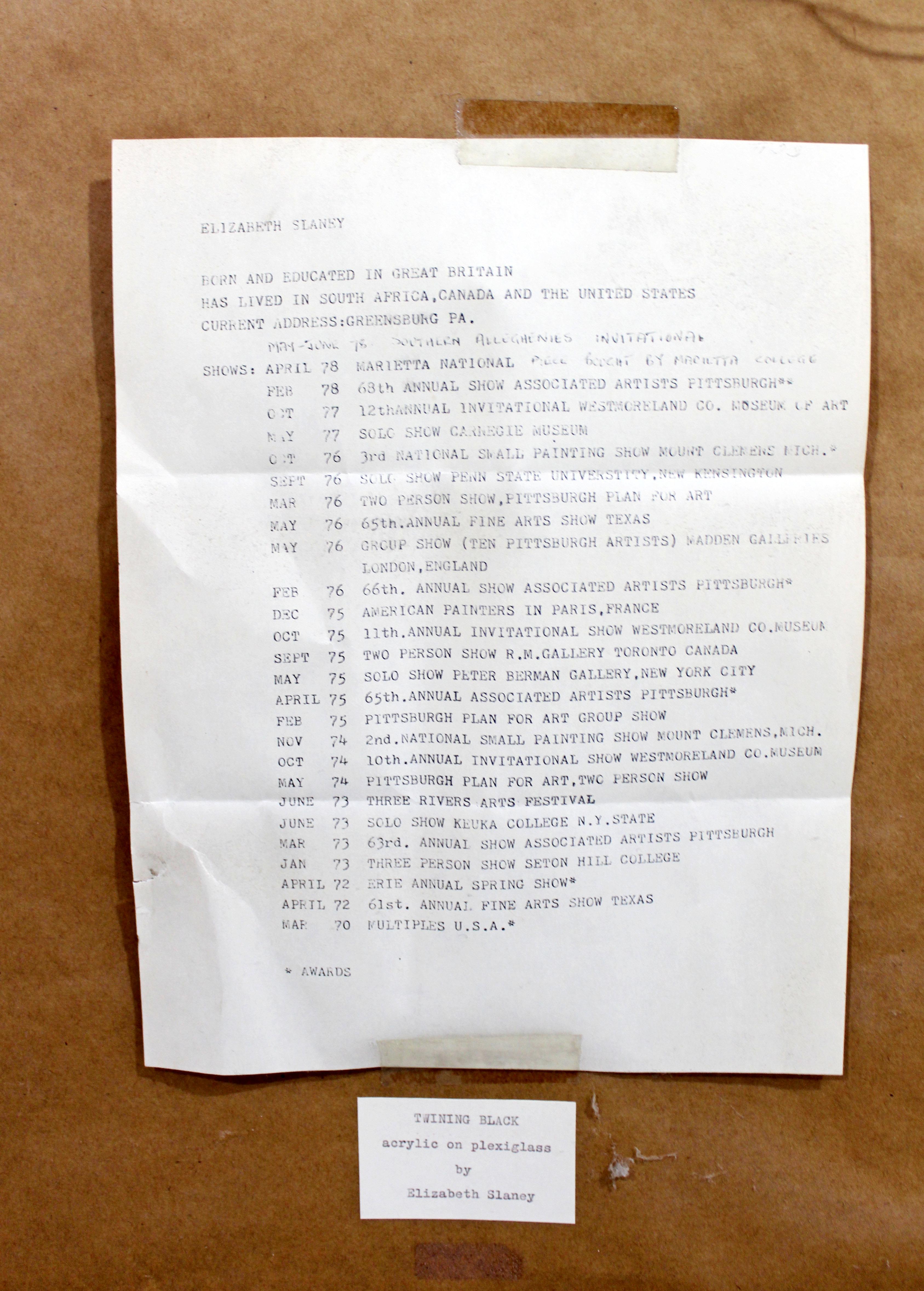 Mid-Century Modern Framed Op Art Acrylic on Plexiglass Elizabeth Slaney ...