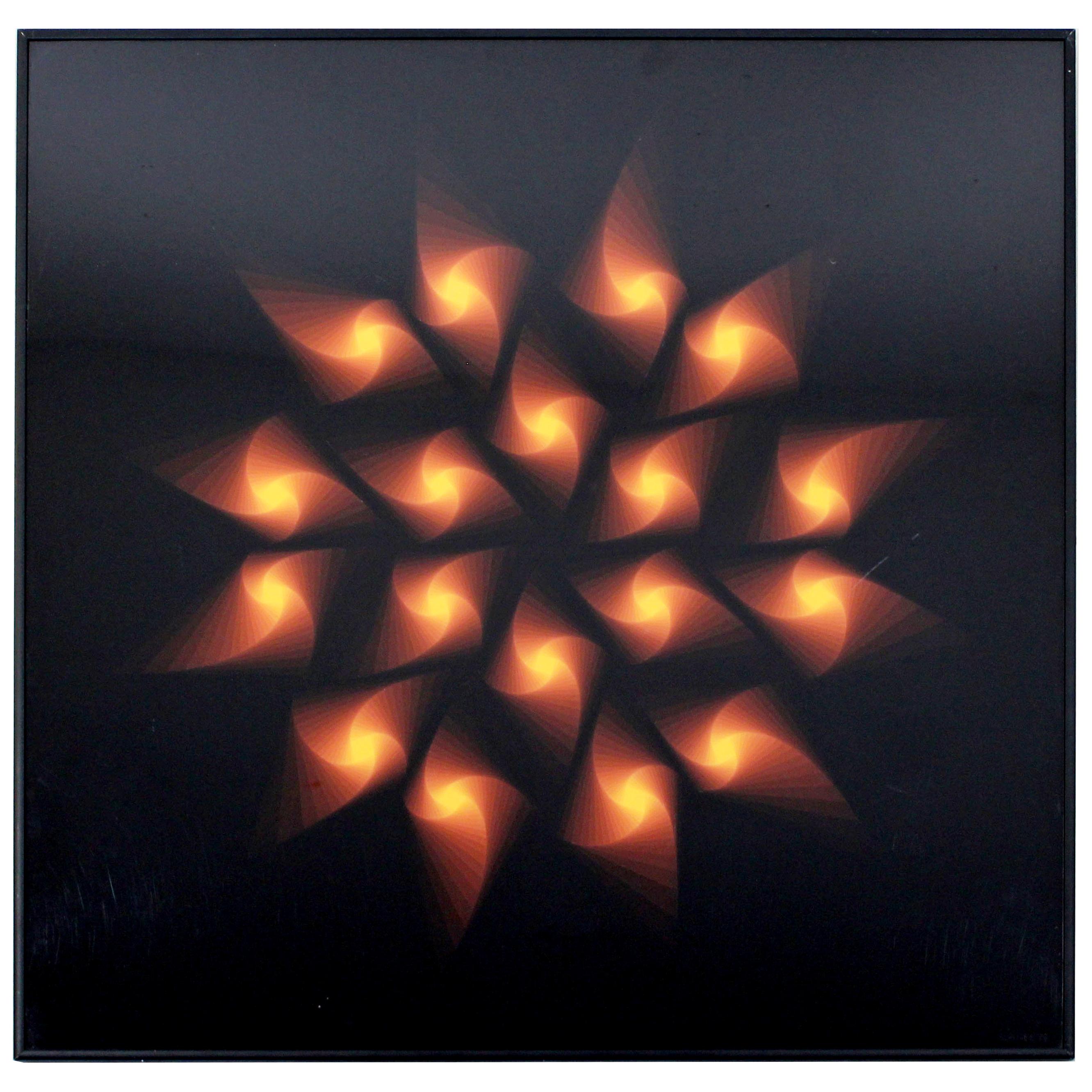 Mid-Century Modern Framed Op Art Acrylic on Plexiglass Elizabeth Slaney ...