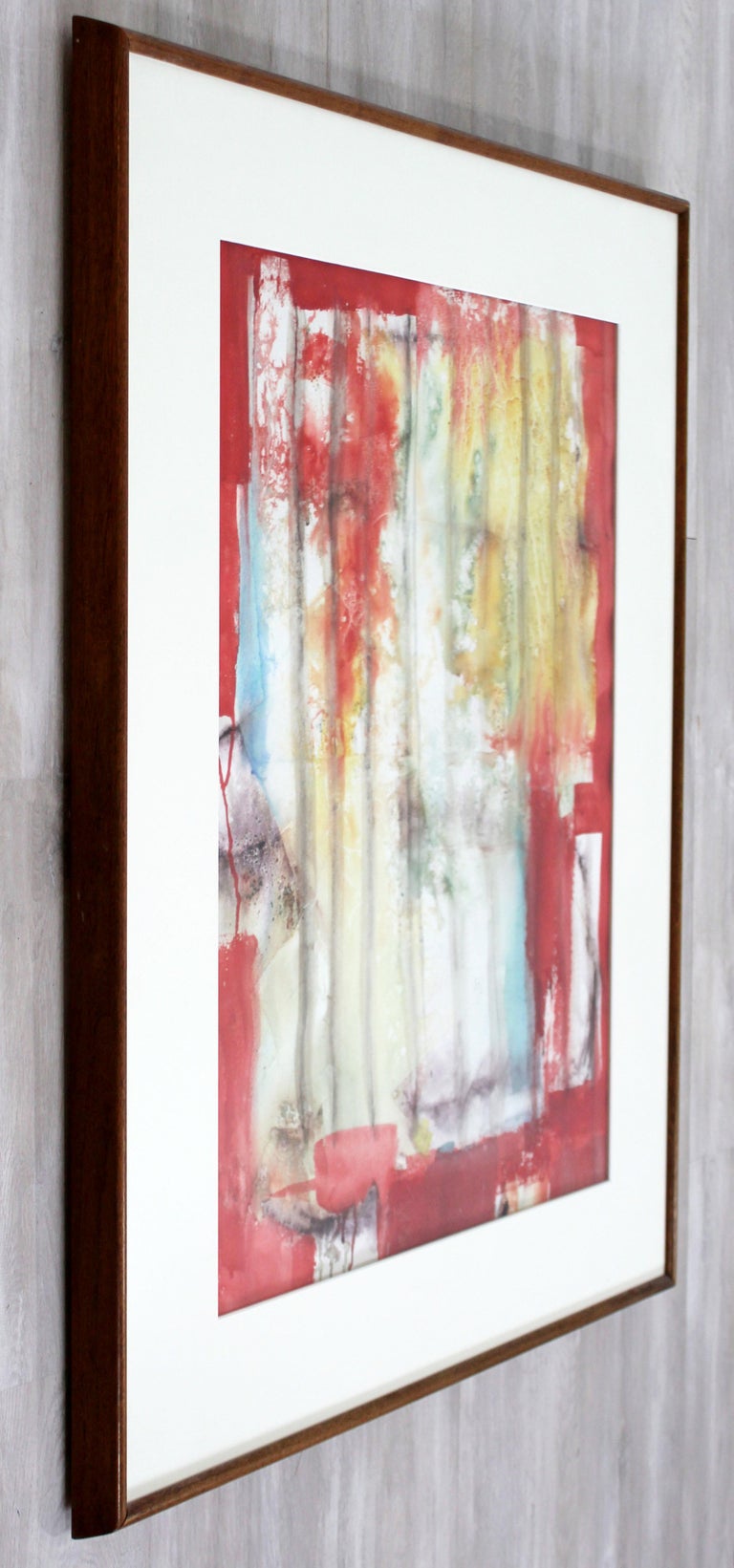 Mid-Century Modern Framed Painting Signed R. Gilbert 1960s Red Abstract ...