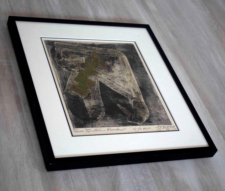 Mid-Century Modern Framed Pat Martin Bates Prairie Rain Storm Monoprint ...