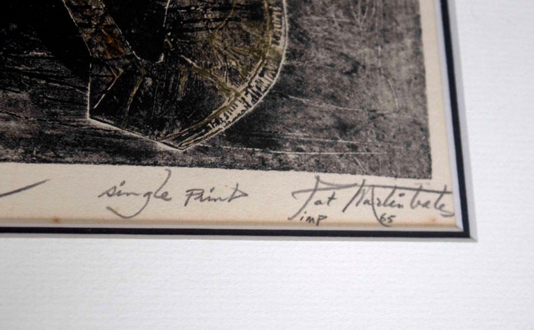 Mid-Century Modern Framed Pat Martin Bates Prairie Rain Storm Monoprint ...