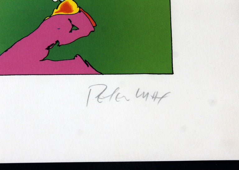 Mid-Century Modern Framed Peter Max Lithograph Signed 11/300 "Looking ...