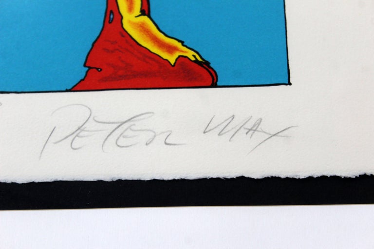 Mid-Century Modern Framed Peter Max Lithograph Signed 98/300 "Looking ...