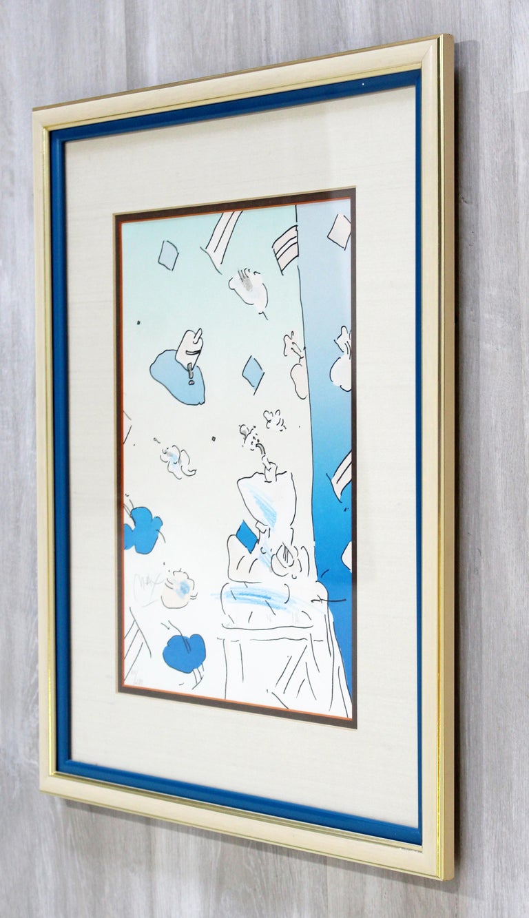 Mid-Century Modern Framed Peter Max Pencil Signed Lithograph "If" 111/ ...