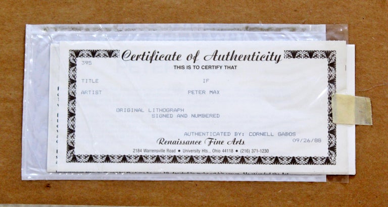 Mid-Century Modern Framed Peter Max Pencil Signed Lithograph "If" 111/ ...