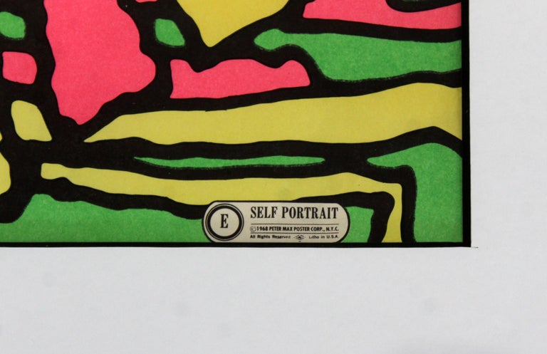 Mid-Century Modern Framed Peter Max Self Portrait Poster, 1960s at 1stDibs