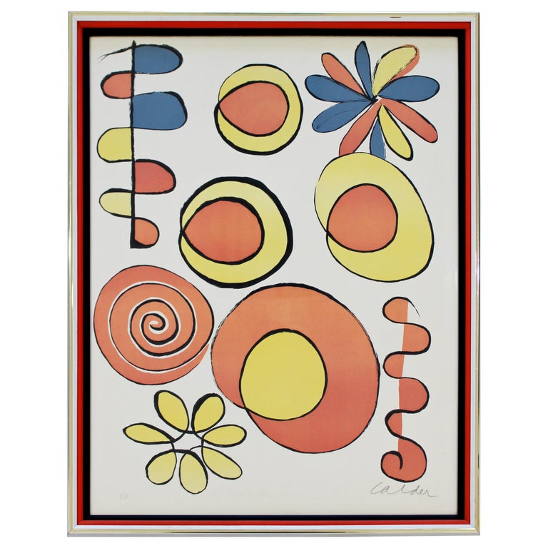 Mid-Century Modern Framed Signed Alexander Calder Lithograph Variations ...