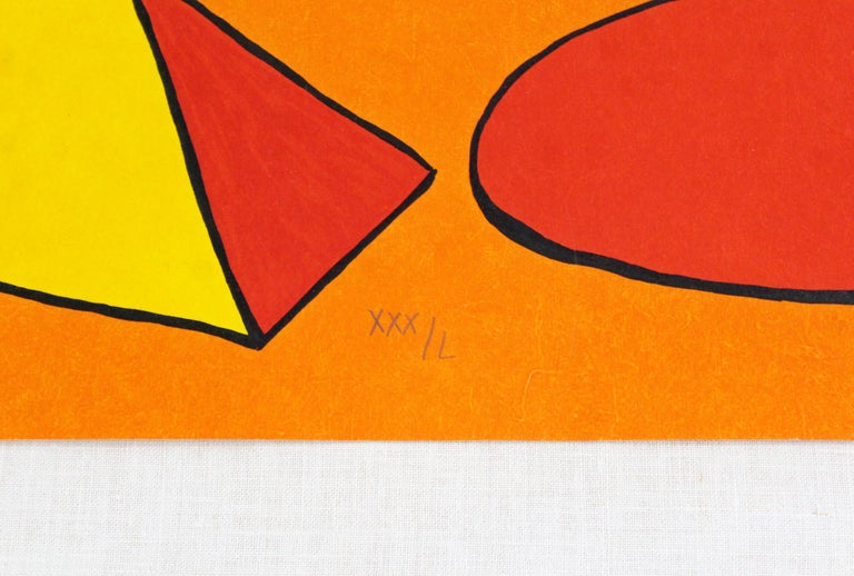 Mid-Century Modern Framed Signed Calder Pyramid Lithograph Orange Red ...