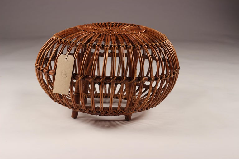 Mid-Century Modern Wicker Ottoman, Stool or Side Table at 1stDibs