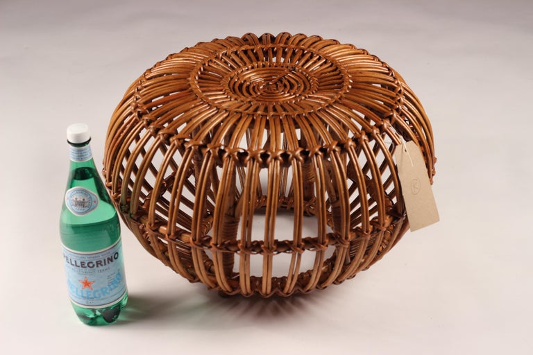 Mid-Century Modern Wicker Ottoman, Stool or Side Table For Sale at 1stDibs