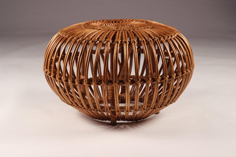 Boho Chic Style Wicker and Cane Ottoman, Stool or Side Table made in ...