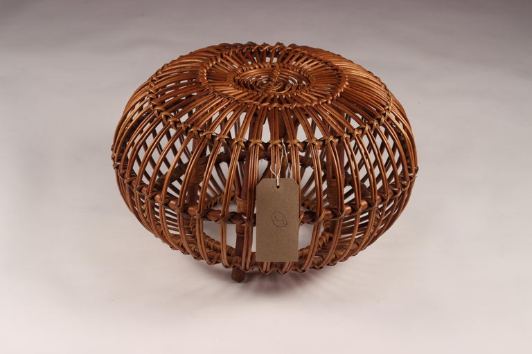 Mid-Century Modern Wicker Ottoman, Stool or Side Table at 1stDibs