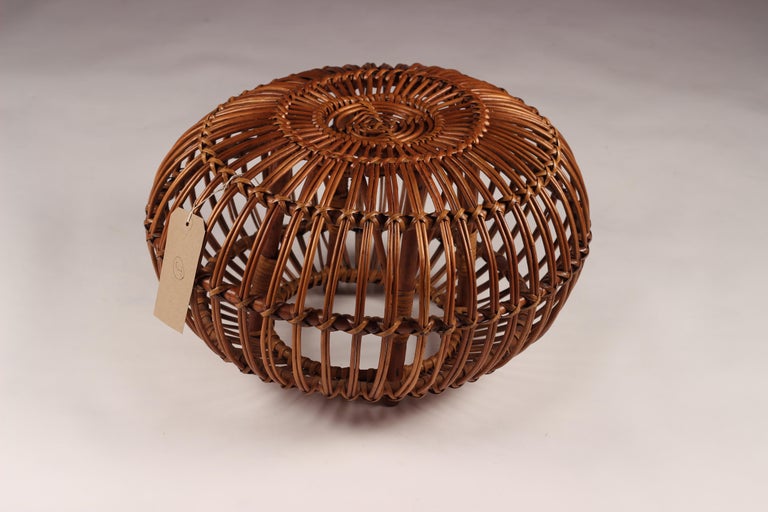 Mid-Century Modern Wicker Ottoman, Stool or Side Table at 1stDibs