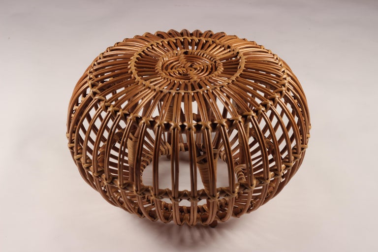 Mid-Century Modern Wicker Ottoman, Stool or Side Table For Sale at 1stDibs
