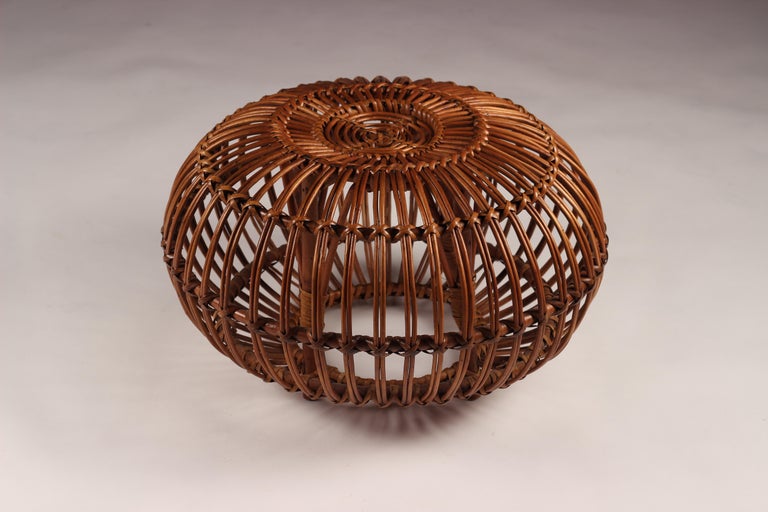 Mid-Century Modern Wicker Ottoman, Stool or Side Table at 1stDibs