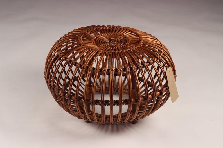 Mid-Century Modern Wicker Ottoman, Stool or Side Table at 1stDibs