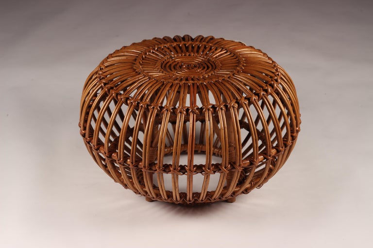 Mid-Century Modern Wicker Ottoman, Stool or Side Table For Sale at 1stDibs