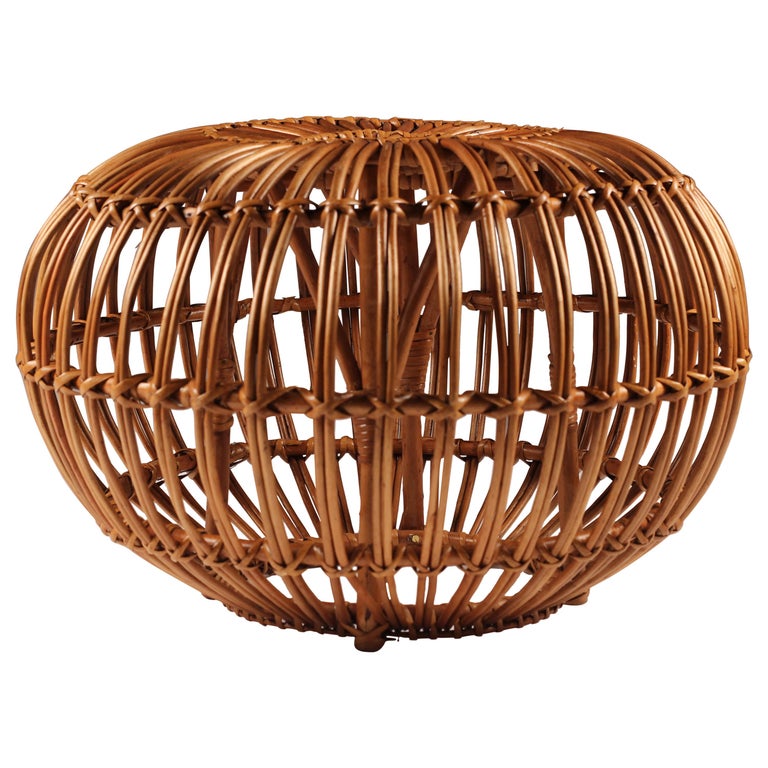 Mid-Century Modern Franco Albini Wicker Ottoman, Stool or Side Table at ...