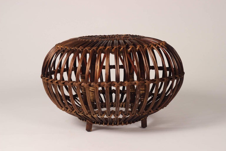 Mid-Century Modern Franco Albini Wicker Ottoman, Stool or Side Table at ...