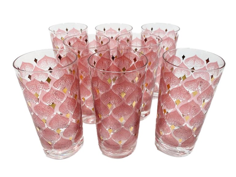 Mid-Century Modern, Fred Press Highball Glasses in the "Lotus" Pattern ...
