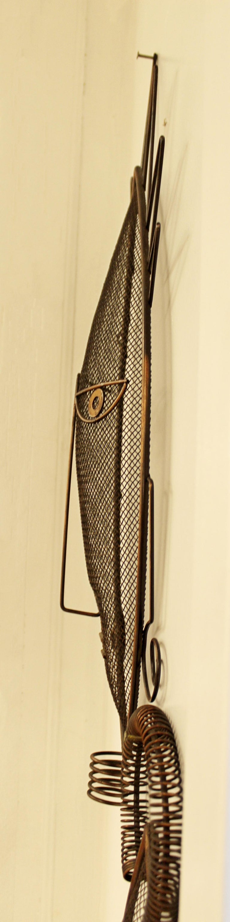 Mid-Century Modern Frederick Weinberg Pair of Rare Wire Mask Sculptures ...